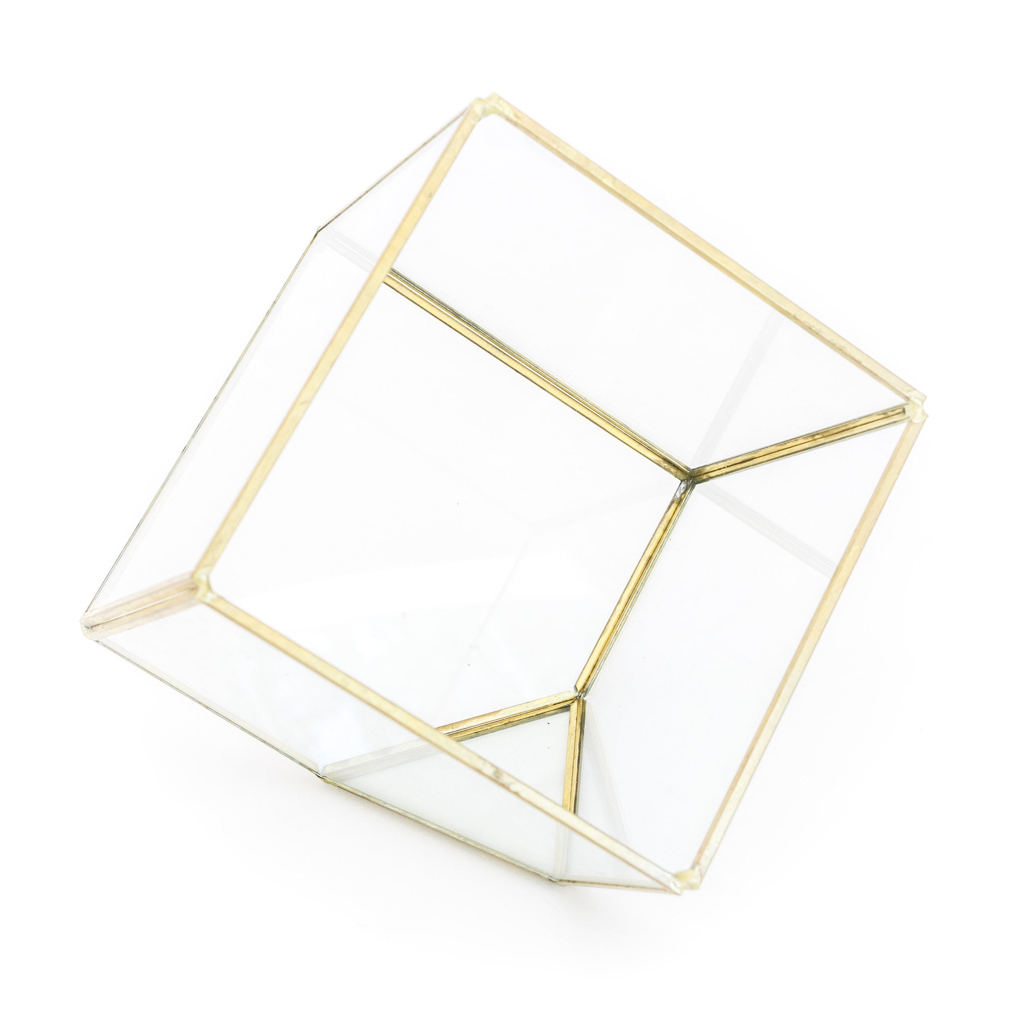 Heptahedron Geometric Glass Terrarium - Gold Metallic Finish - Trendy ...