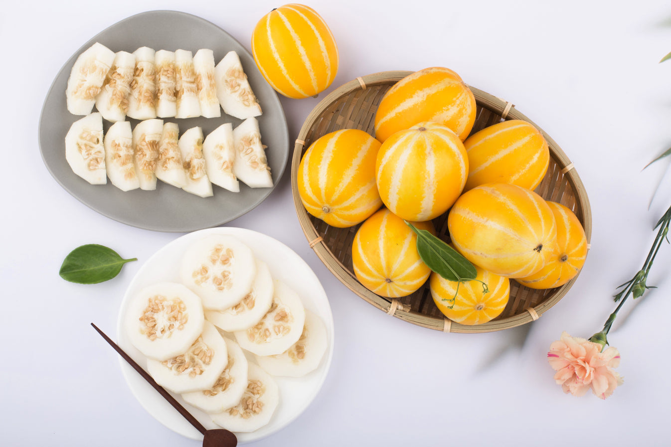 50 EARLY SILVER LINE MELON Cucumis Melo Yellow Striped Skin White Fles ...